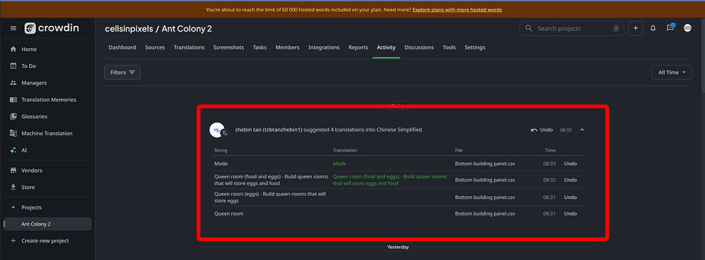 Empty strings appearing from different users every day - Crowdin Issues - Crowdin Community