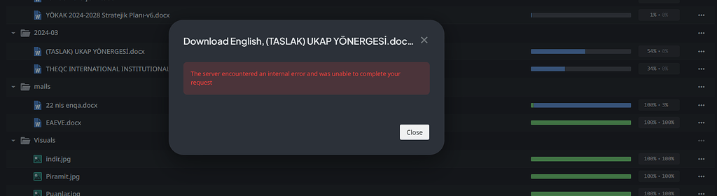 The server encountered an internal error and was unable to complete ...