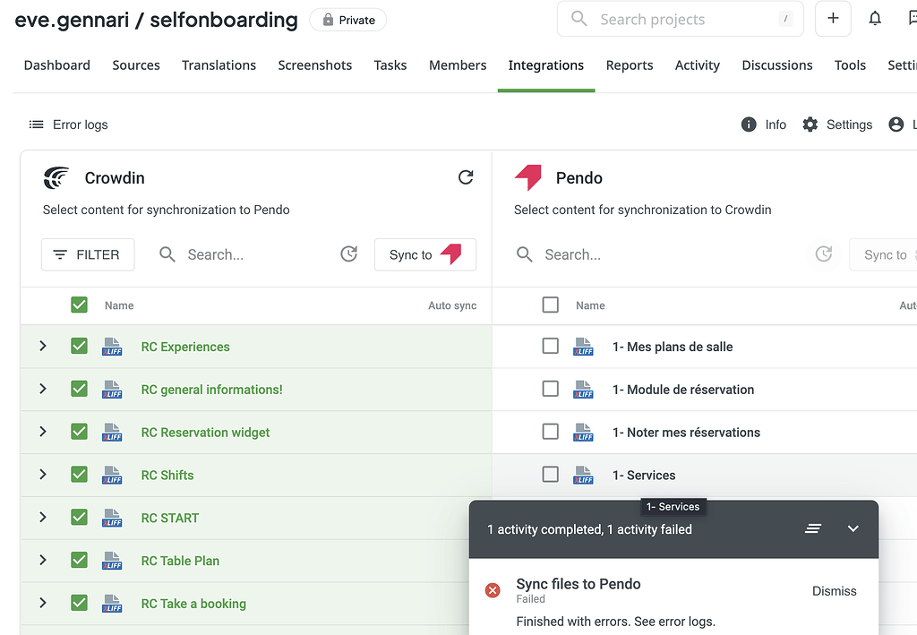 Pendo integration - Crowdin Issues - Crowdin Community